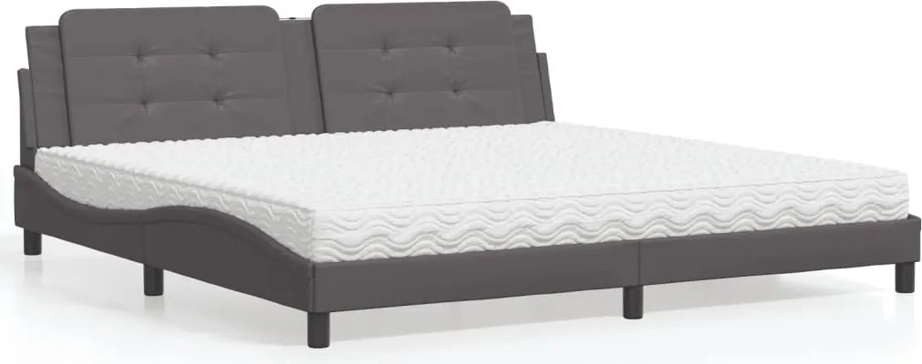 Postel s matrací Zadar šedá 200 x 200 cm umělá kůže 3208890