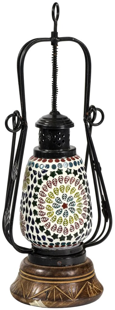 Sanu Babu Mozaiková lucerna na svíčku, multibarevná, sklo, ruční práce, 14x14x41cm (7F)