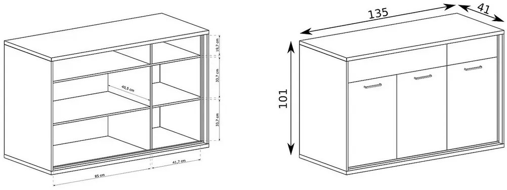 Casarredo Komoda 3D2S PILETAS M-7 dub hickory