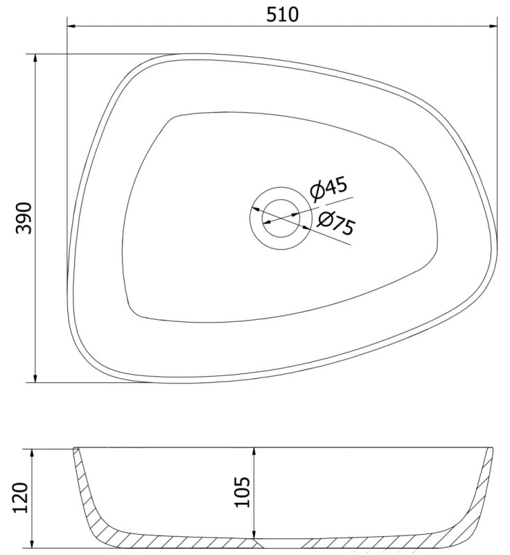 Mexen Ono umyvadlo na desku z konglomerátu 51 x 39 cm, bílá - 23045101