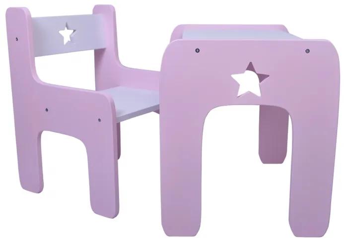 NELLYS NELLYS Sada nábytku Star - Stůl + židle - růžová s bílou