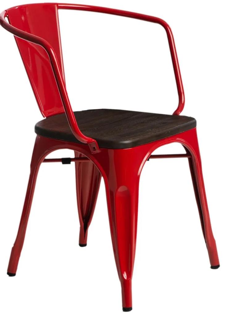 Židle Paris s područkami, dřevěný sedák kartáčovaná borovice Barva  Červená