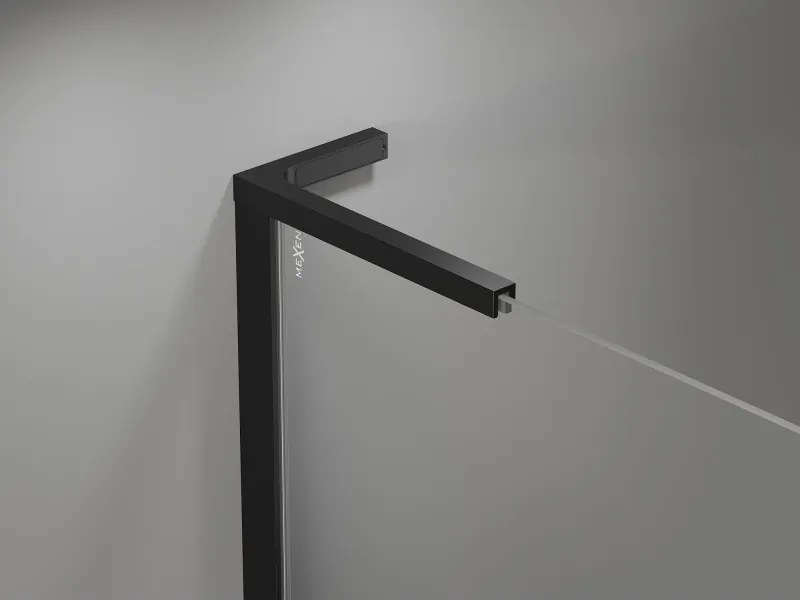 Mexen Mist-H L, 1-křídlé sprchové dveře pravé 120 cm, čiré sklo, černý profil, 8A5L-120-001-70-00-P