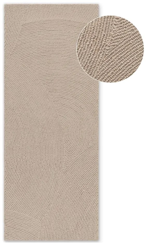 Béžový ručně tkaný vlněný běhoun 80x300 cm Calmio – Hanse Home
