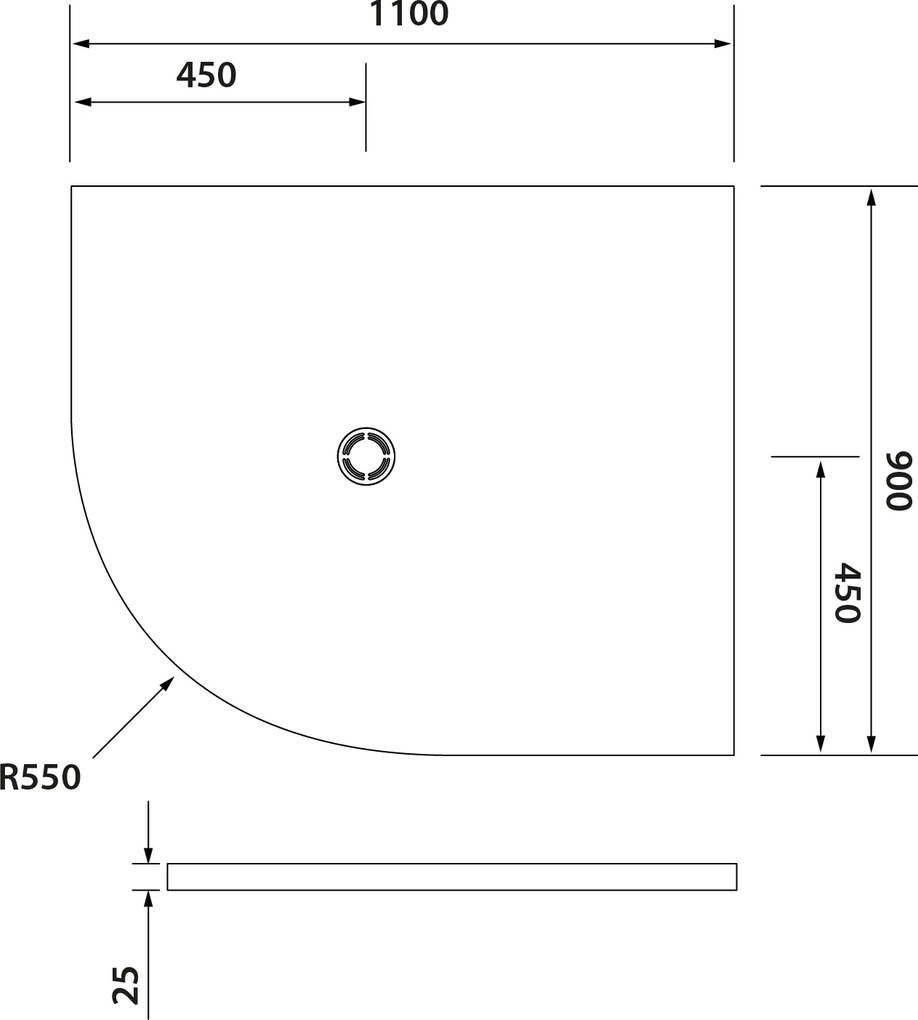Polysan FLEXIA 110 x 90 x 2,5 cm 91361 sprchová vanička s možností úpravy rozměru pravá