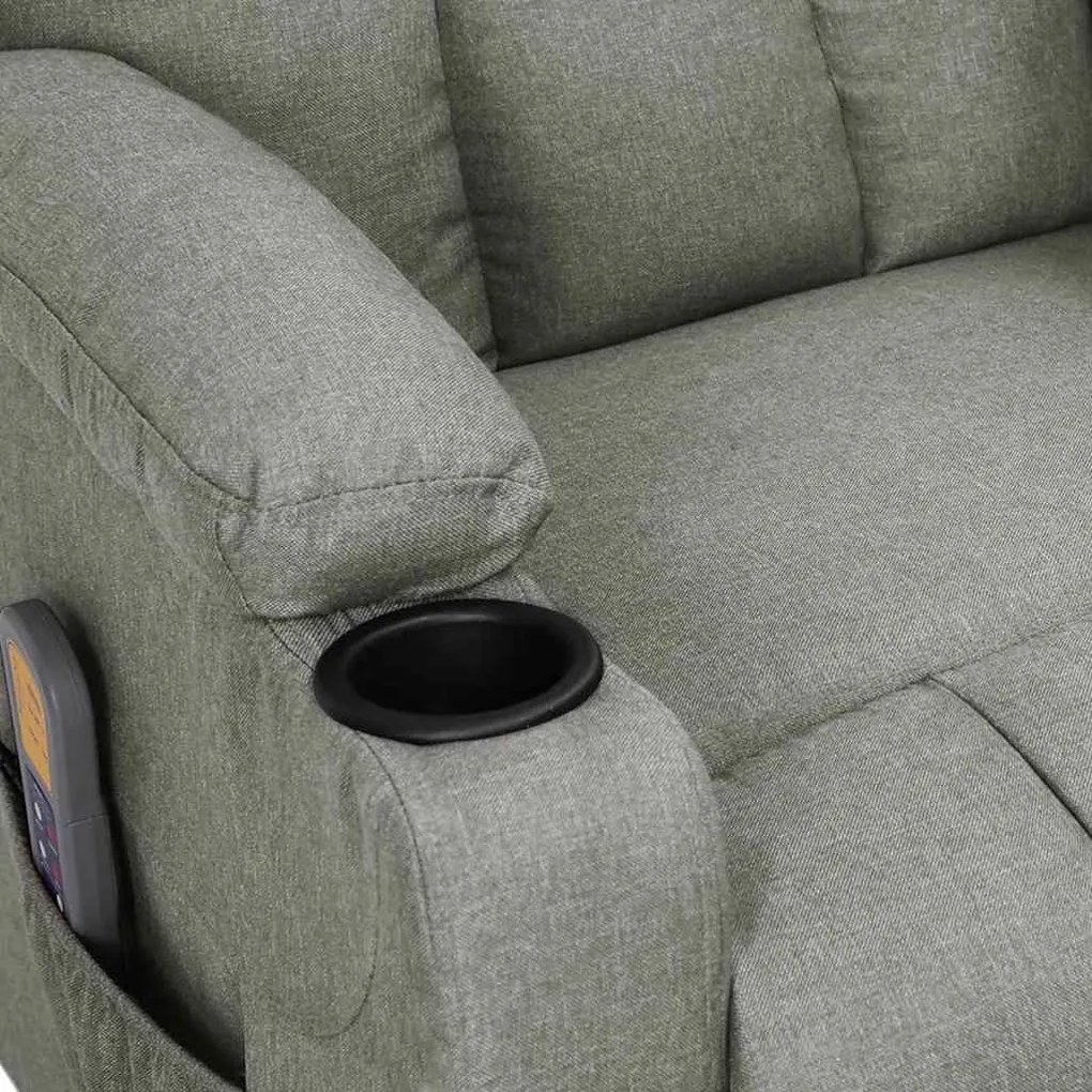 Elektrické masážní křeslo světle šedé textil 3098827