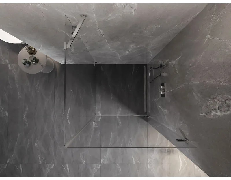 Mexen Lunar-B, pravostranný výklopný sprchový kout 70 x 70 cm, 8mm čiré sklo, chromový profil, 832-070-070-01-00-P