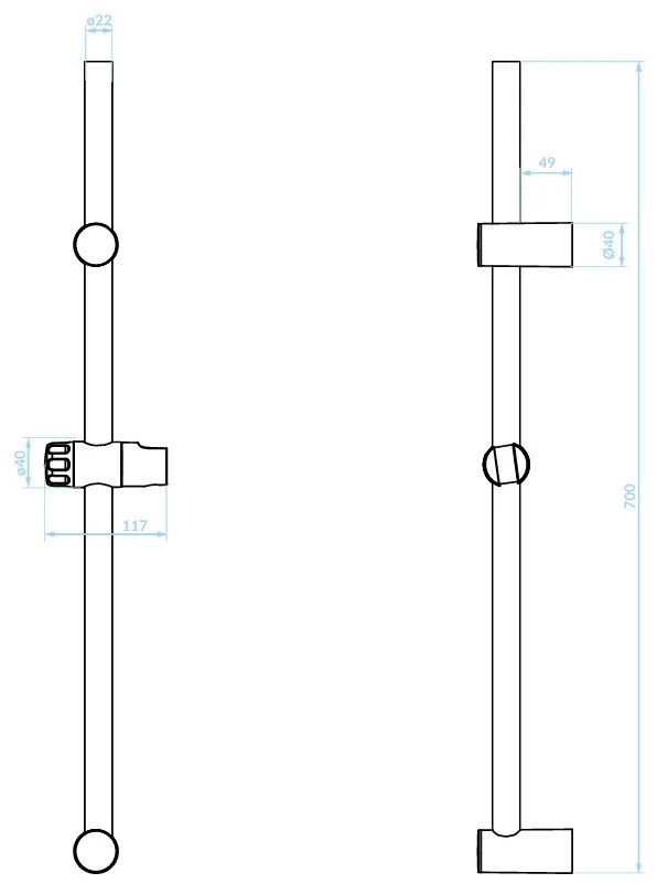 Kuchinox Cento, sprchový sloup 70 cm, černá matná, LAV-NKC_701D