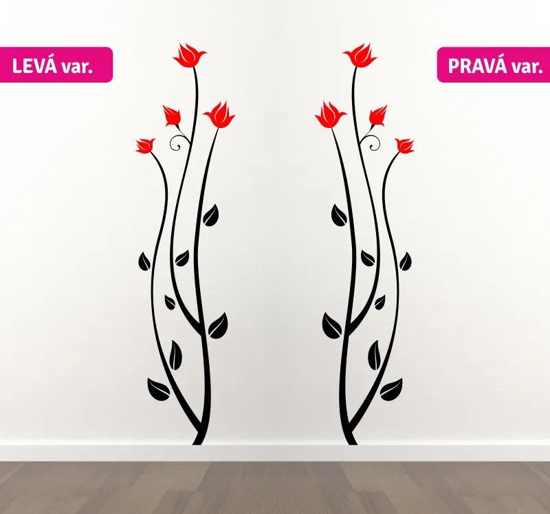 WALLVINIL Samolepky na zeď - Pnoucí růže Barva: Černá, Velikost: 160x40 cm, Pravá / Levá: LEVÁ (rostlina je nakloněna doleva)