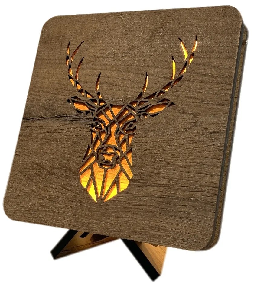 Li-Go "Hlava jelena" lampa 19x19cm provedení povrchu: ořech