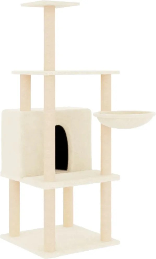 Škrabadlo pro kočky se sisalovými sloupky krémové 132 cm 171726