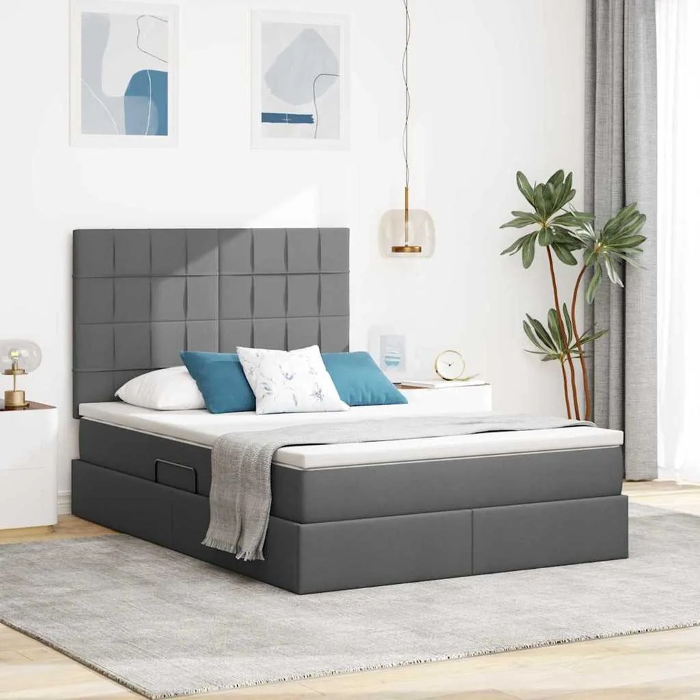 Postel s úložným prostorem a matrací Tmavě šedá 140 x 190 cm 3371779