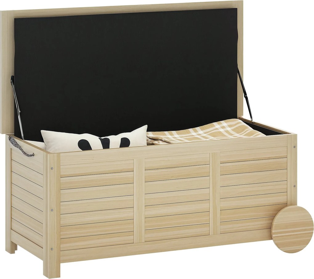 Outsunny Úložný box na polštáře 185 L Voděodolný zahradní box na kolečkách Dřevěný weatherproof UV odolný úložný box na polštáře pro zahradu a balkon