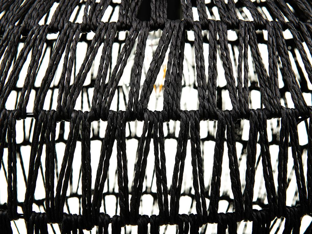 Závěsná pletená lampa z papíru v černé barvě MOLOPO Beliani