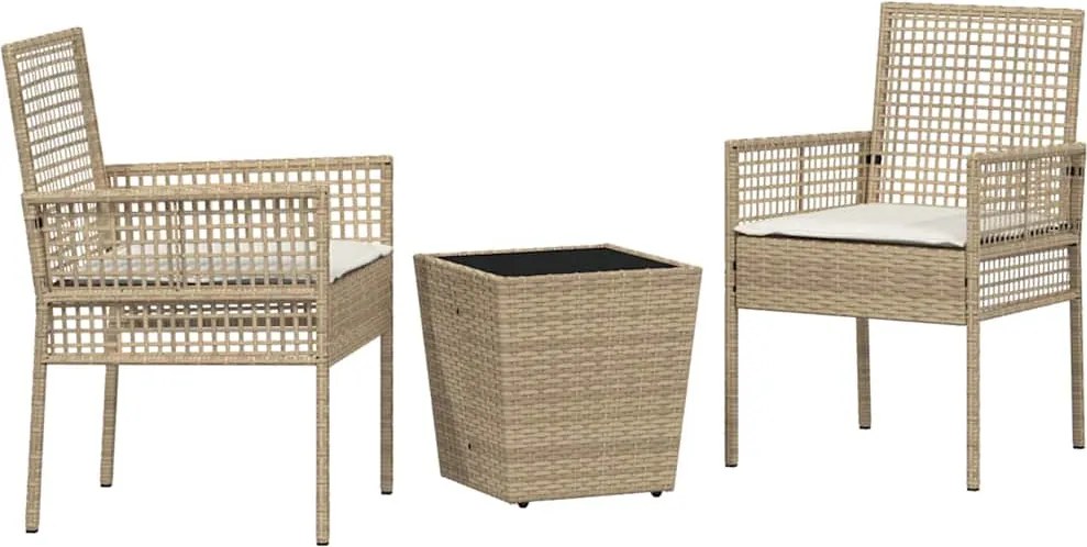 Zahradní bistro set 3 ks Béžová polyratan 3334959