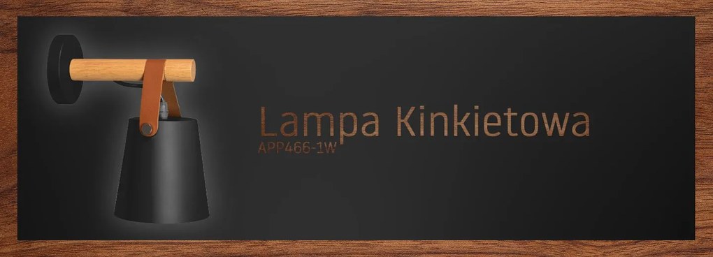 Toolight - Kovová nástěnná lampa s černým páskem 1xE27 60W APP466-1W, černá-hnědá, OSW-00902