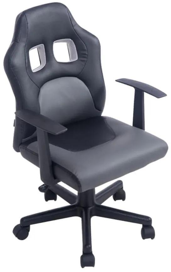 Bhm germany Dětská kancelářská židle Fun, syntetická kůže, černá / šedá