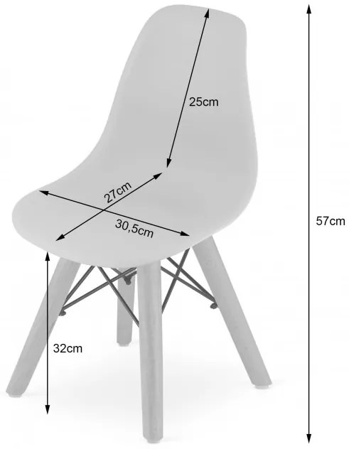 Set tří jídelních židlí ZUBI růžové (hnědé nohy) 3ks