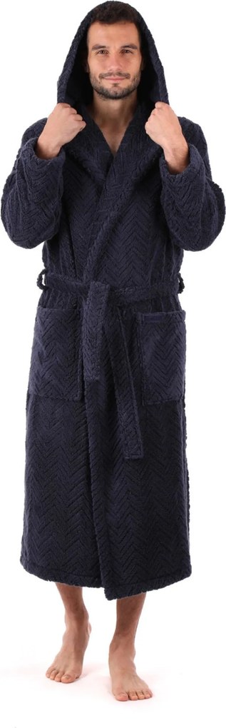 Bavlněný župan Athena s kapucí tmavě modrá 31 16 5952 unisex - M