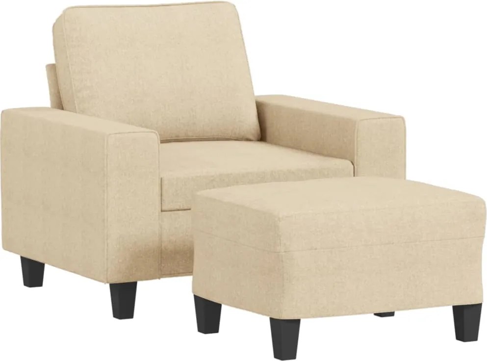 Křeslo s podnožkou krémové 60 cm textil 3201145