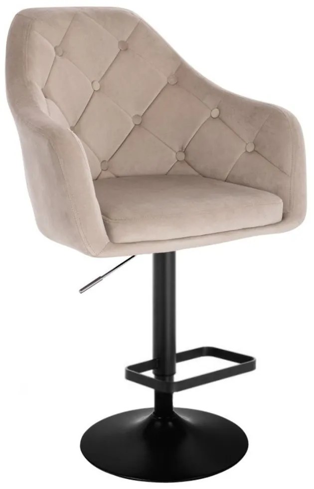LuxuryForm DESIGN Barová židle ANDORA VELUR na černé kulaté podstavě - latte