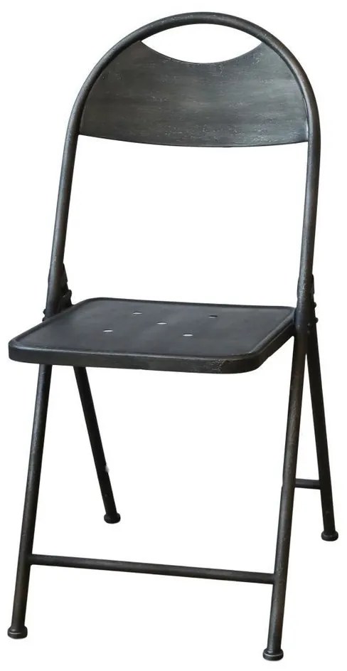 Černá antik kovová skládací židle Factory Chair - 42*53*89 cm