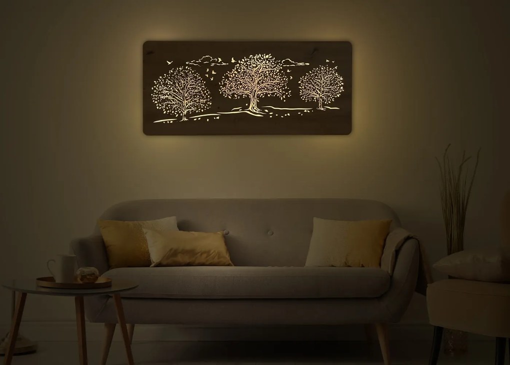 Li-Go "Tři lípy" světelný obraz 230V 110x50 cm provedení povrchu: bříza