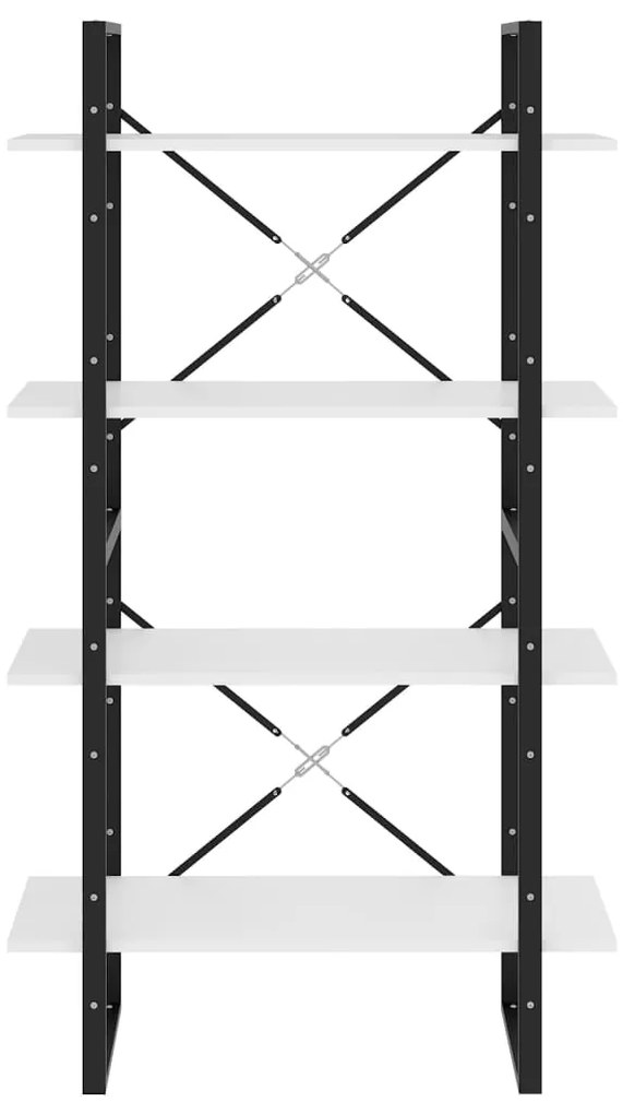 Knihovna se 4 policemi bílá 80 x 30 x 140 cm dřevotříska - Default Title