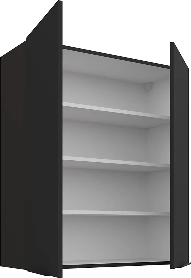 ARIA cc | horní skříňka 80 G-90 2F policová | 80 cm | VYSOKÁ | ANTI FINGERPRINT povrch | černá