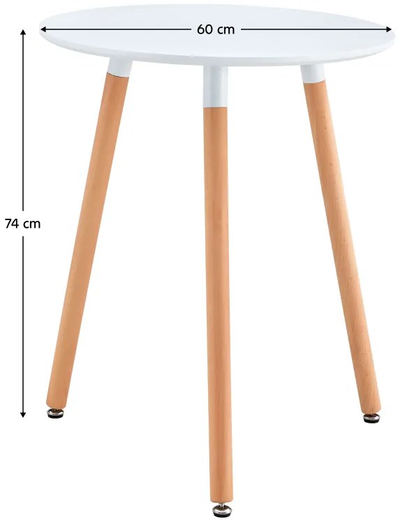 Kondela Jídelní stůl, bílá/buk, průměr 60 cm, ELCAN NEW TYP 1