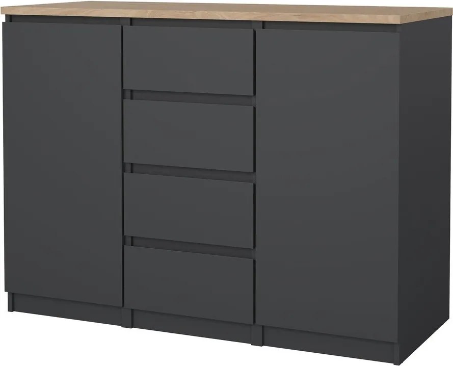 Tmavě šedá komoda 121x91x50 cm Naia – Tvilum