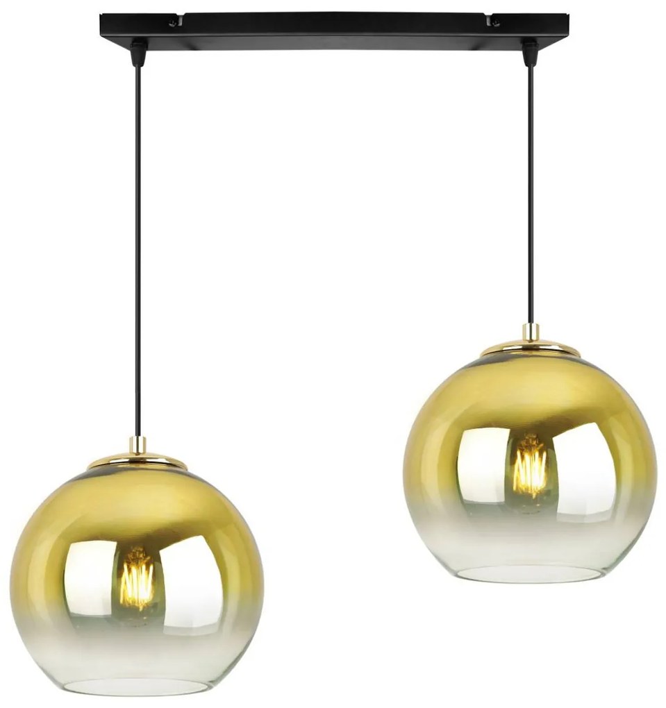 Závěsné svítidlo Bergen Gold, 2x zlaté/transparentní skleněné stínítko (fi 20cm)