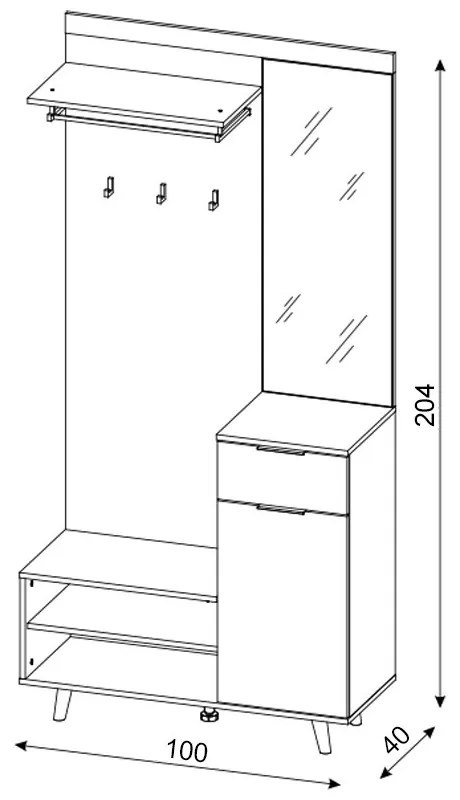 Předsíňová stěna Nordic B 100 cm dub Artisan/bílá