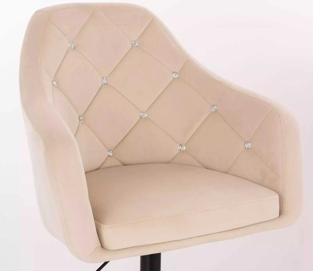 LuxuryForm DESIGN Otočné křeslo ROMA VELUR na zlaté podstavě s kolečky - krémové