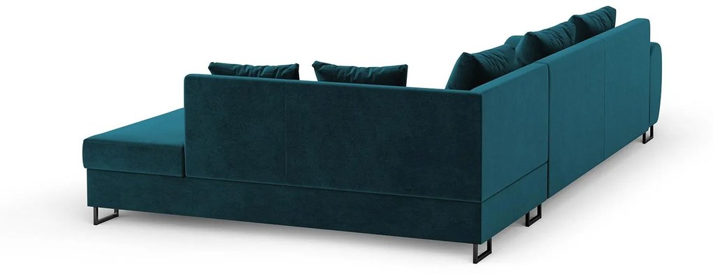 KOOKO HOME Rohová rozkládací sametová pohovka s úložným prostorem Calmato XL pravý roh