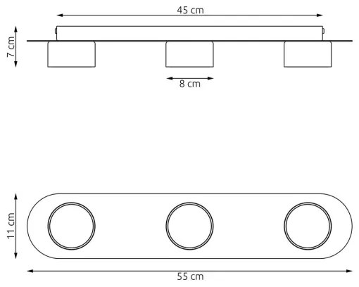 Stropní svítidlo DIAZ 3xGX53/12W/230V černá