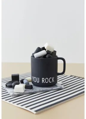 Porcelánový hrnek s ouškem You Rock Black Design Letters