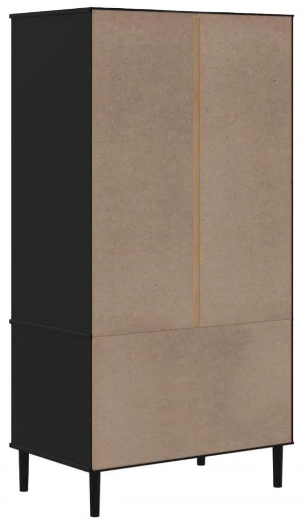 Šatní skříň SENJA ratanový vzhled černá 90x55x175 cm borovice - Default Title