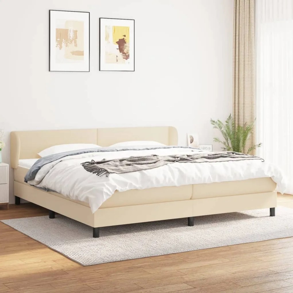 Box spring postel s matrací krémová 200x200 cm textil 3126114