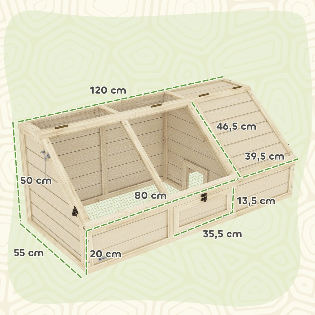 PawHut Krabička na želvy, venkovní výběh pro želvy, bezpodlahový design, snadno otevřitelné, dům pro želvy, přírodní