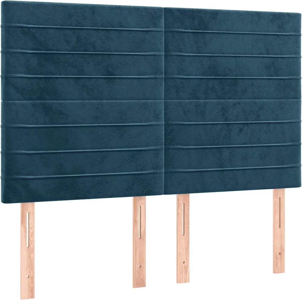 Box spring postel s matrací a LED tmavě modrá 140x200 cm samet 3136189