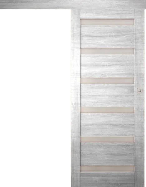 posuvné interiérové dveře na stěnu vasco doors EVORA model 5 Průchozí rozměr: 70 x 197 cm, Orientace dveří: Levé dveře, Dekor: Dub Santa