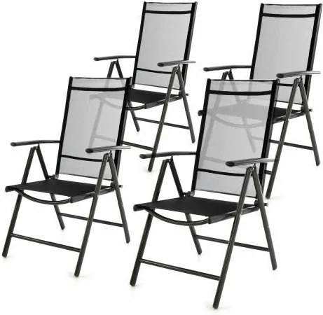 Garthen 46977 Zahradní sada 4 skládacích židlí - černá