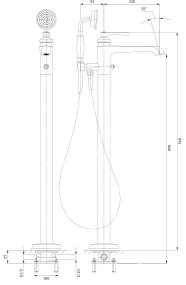 OMNIRES AM5233CR - Volně stojící vanová sada s baterií ARMANCE lesklý chrom
