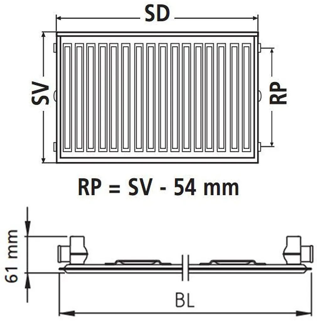 Kermi Therm X2 Profil-kompakt deskový radiátor 10 300 / 2000 FK0100320