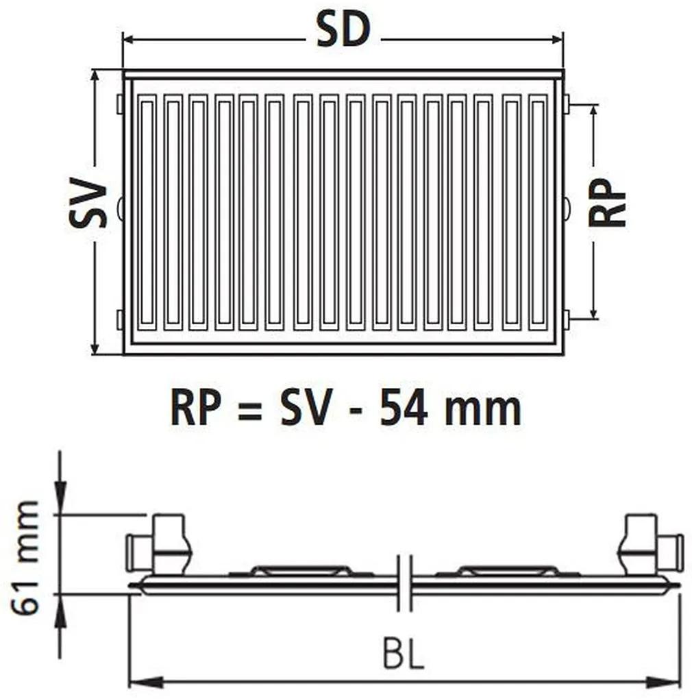 Kermi Therm X2 Profil-kompakt deskový radiátor 10 300 / 3000 FK0100330