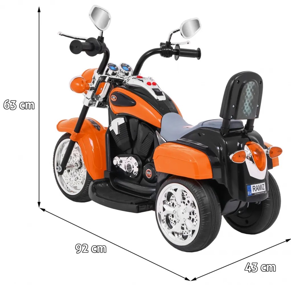 Ramiz Elektrická motorka Chopper oranžová