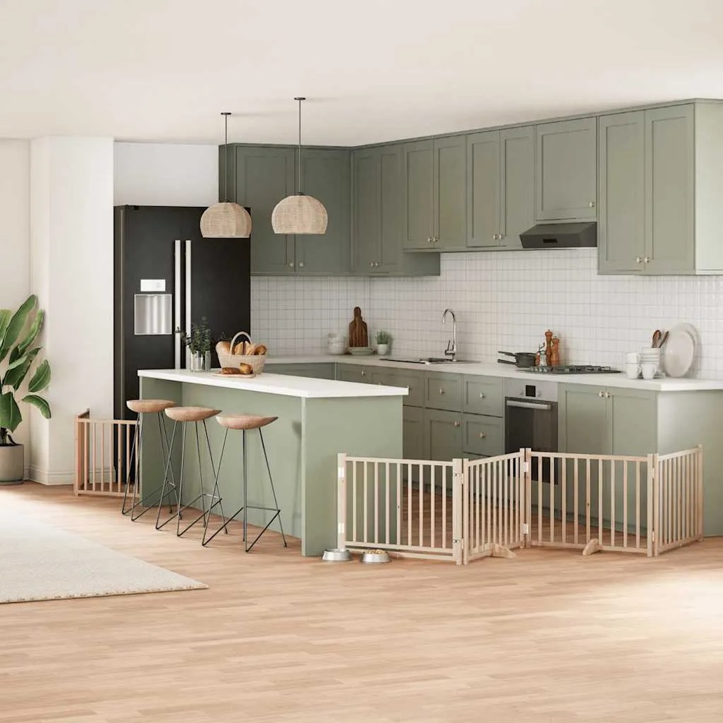Zábrana pro psy s dvířky skládací 12 panelů 960 cm topol 3155724