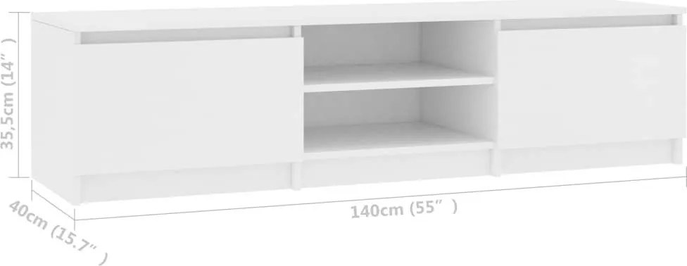 vidaXL TV stolek 140 x 40 x 35,5 cm dřevotříska [800648] Barva: bílá s vysokým leskem