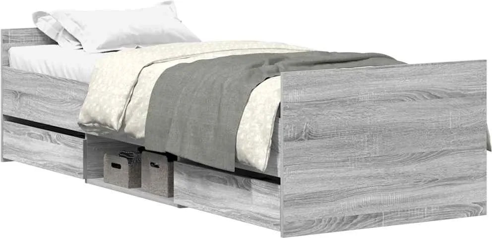 Rám postele s hlavovým a nožním čelem šedý sonoma 75 x 190 cm 3203822
